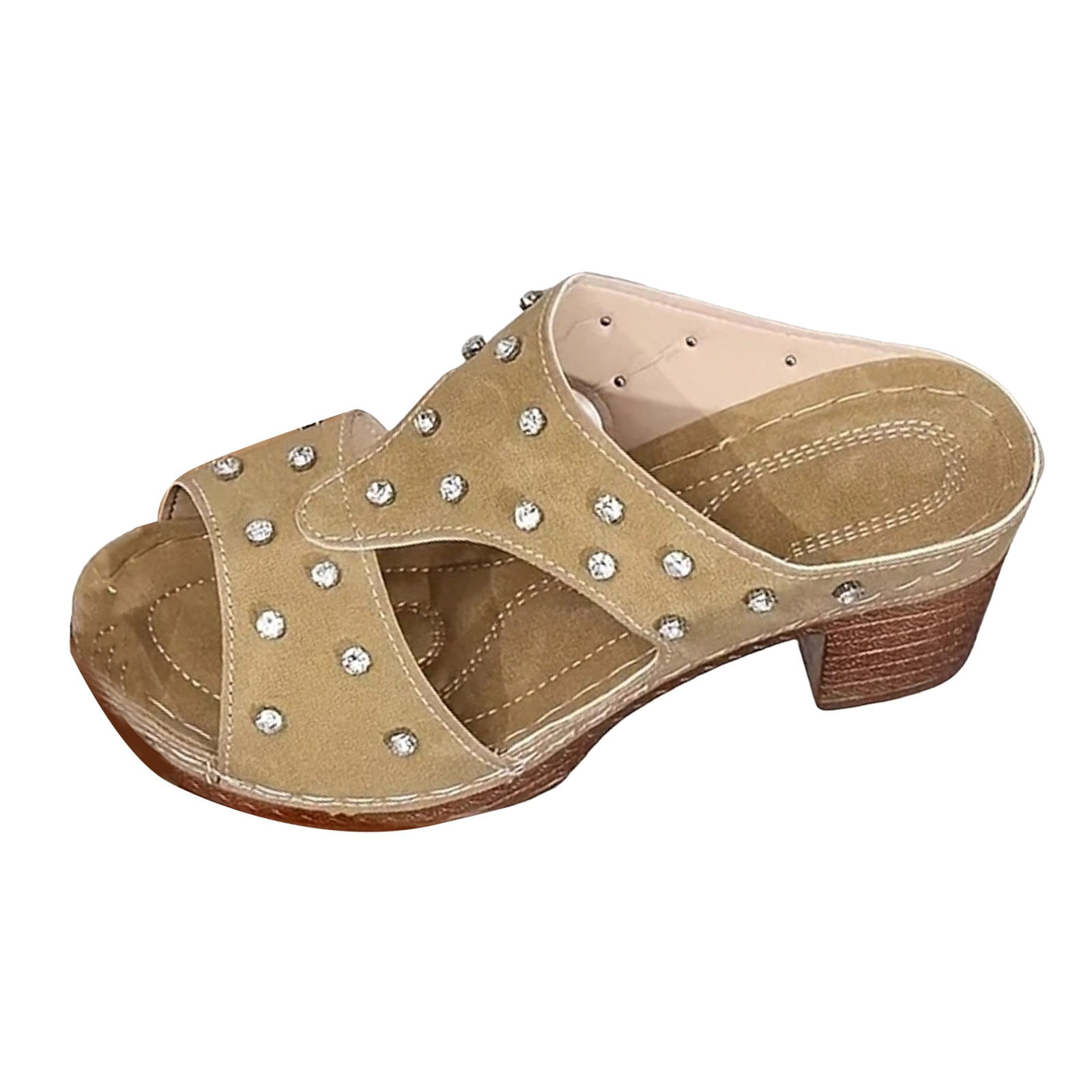 CBDElite Chunky Heel Slides Sandals for Women Open Toe Block Heel ...
