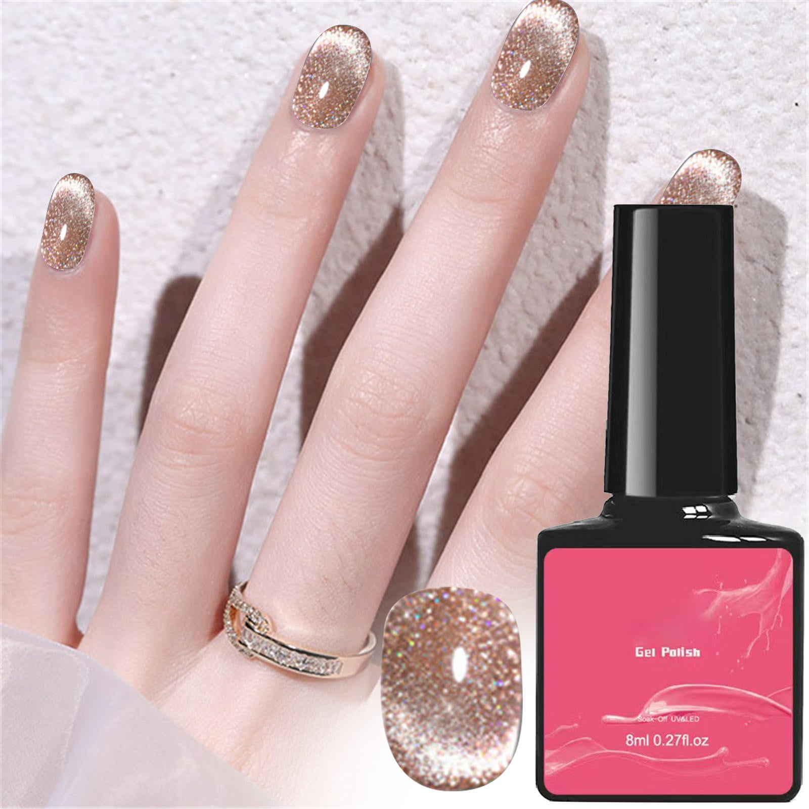 CBGELRT Cat Eye Gel Nail Polish Shiny Glitter Base Coat Nail Polish ...