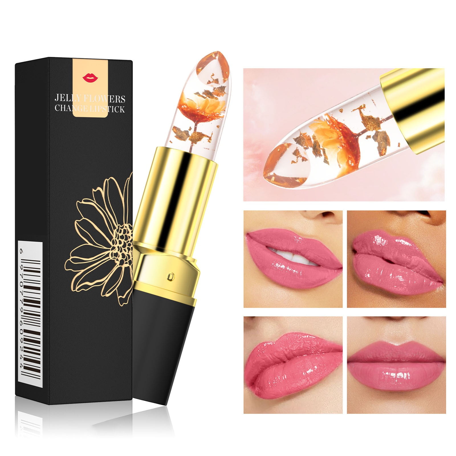 CBGELRT Flower Lip Balm Color Changing Lipstick Clear Plumping Lip ...