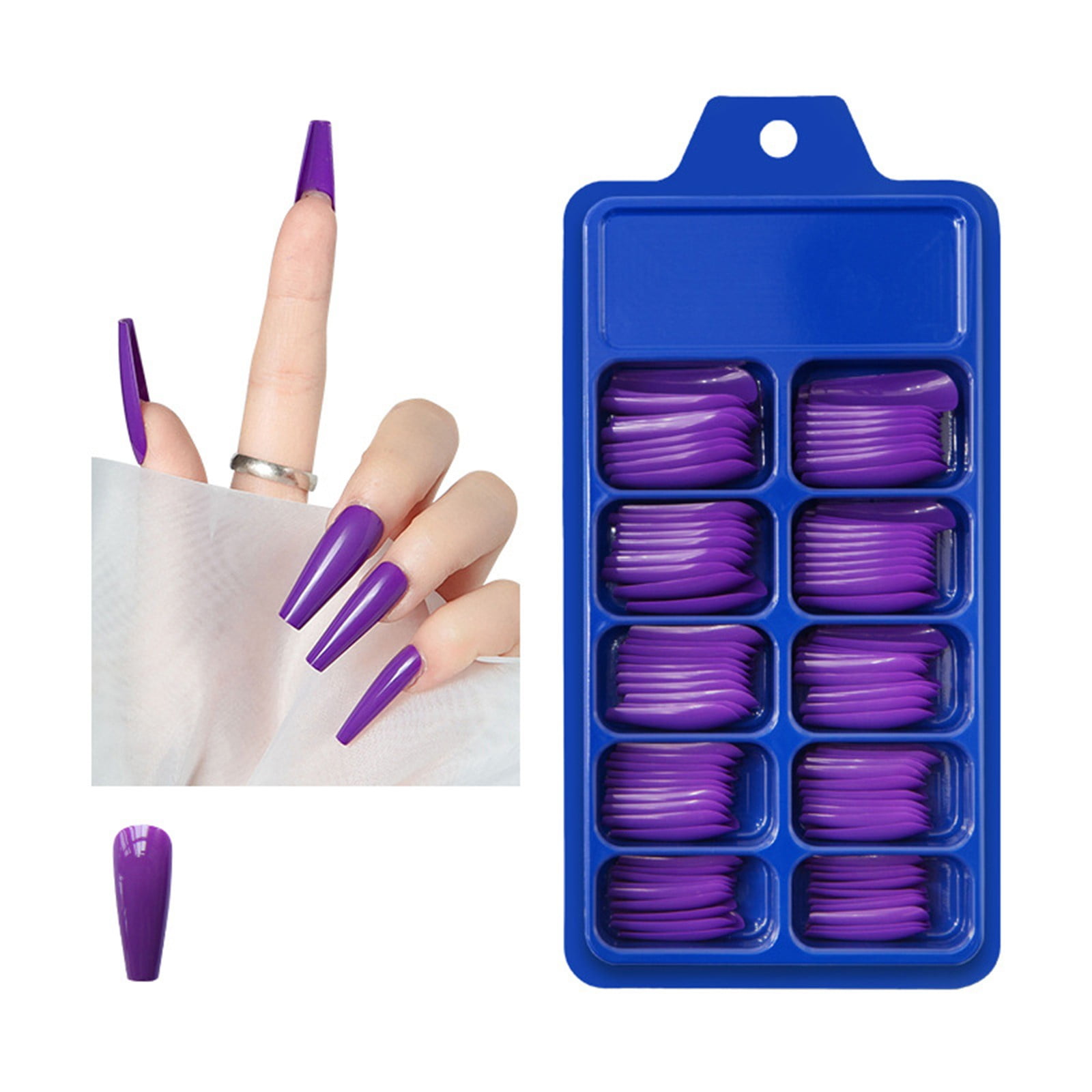 CBGELRT French Tip Press on Nails Extra Long Ballet Nail Stickers Solid ...