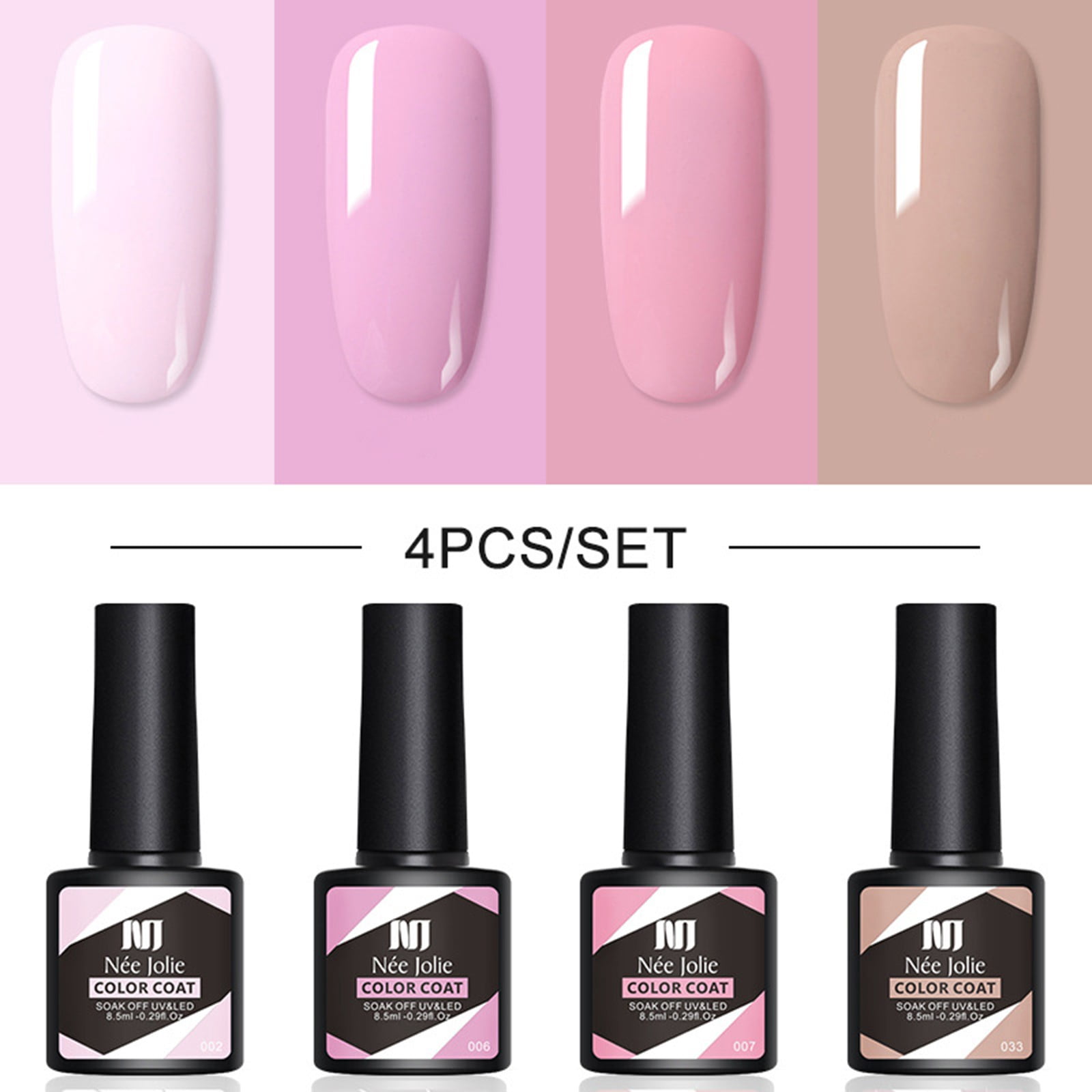 CBGELRT Gel Nail Polish Kit Glitter Clear White Black Gel Nail Polish ...