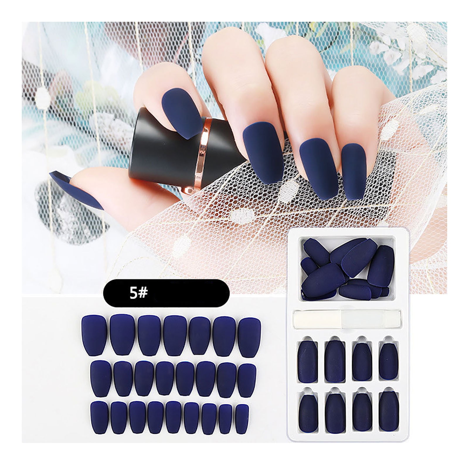 CBGELRT Press on Nails Medium Length Waterproof Frosted Ballet Nail ...