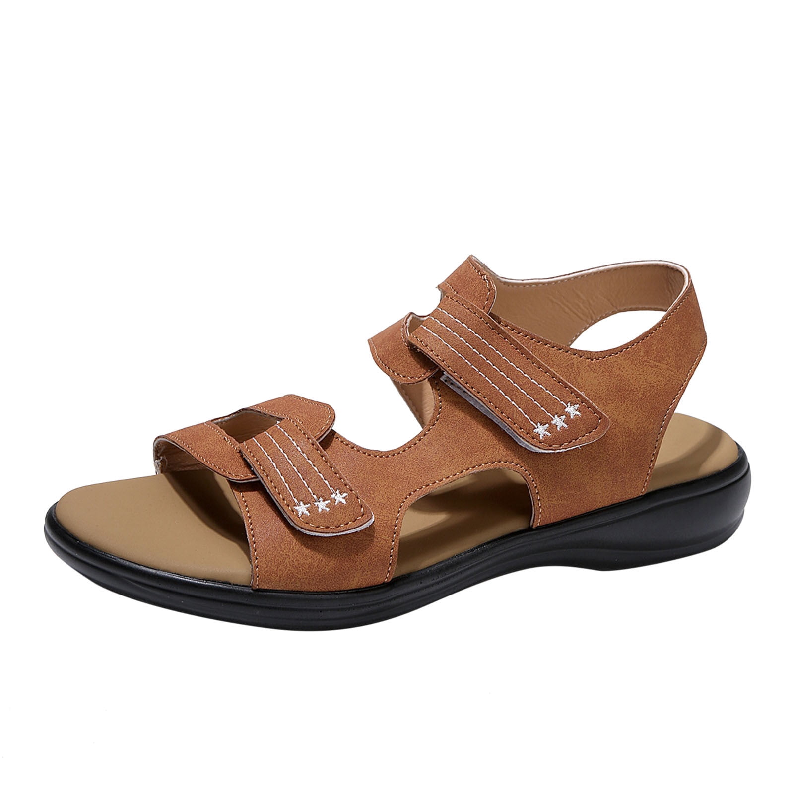 CBGELRT Sandles Taupe Sandals for Women Fashion Summer Leopard Print Leather Open Toe Hook Loop Flat Sandals Sandles for Women Walmart