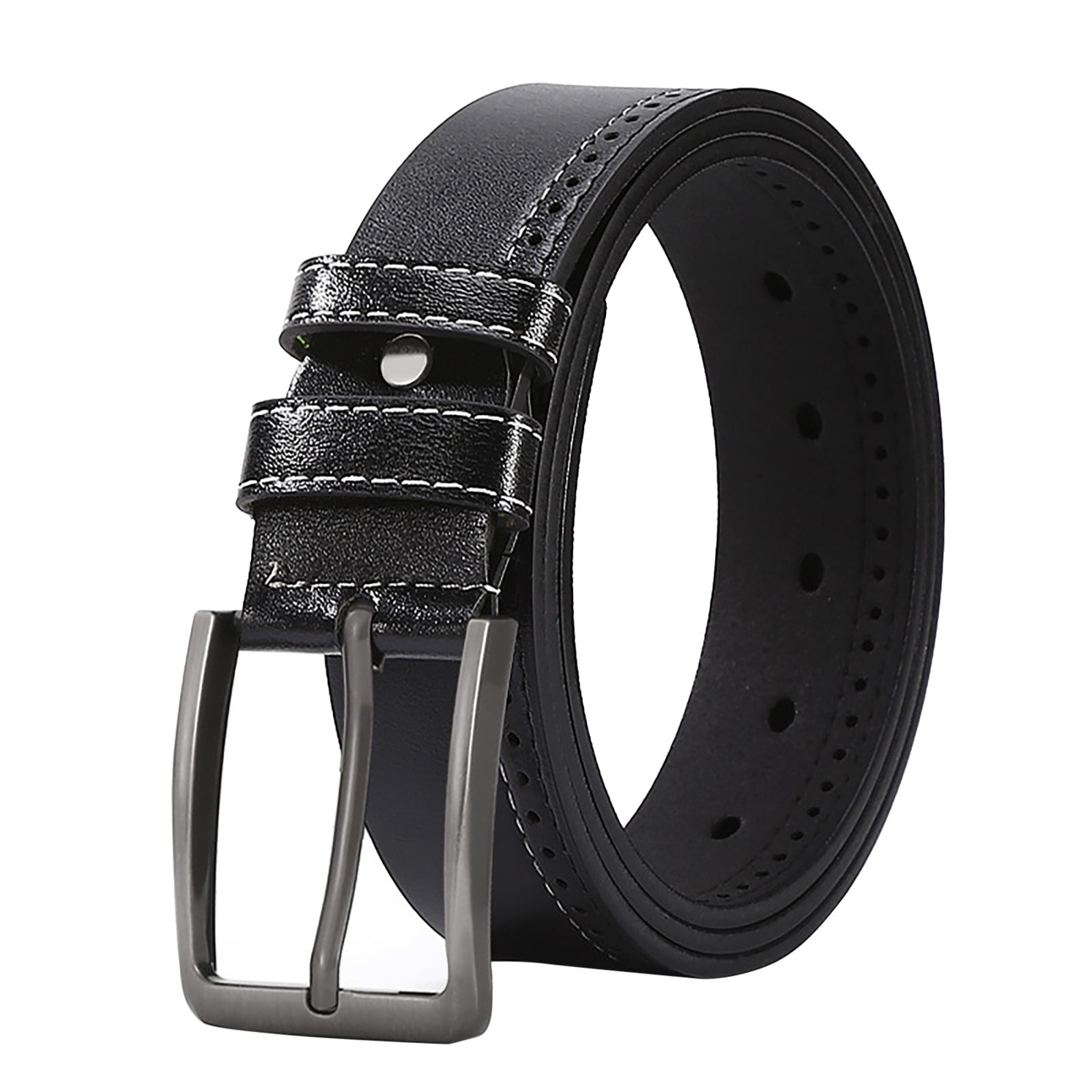 CBGELRT Skinny Leather Belts for Men Adustable Plus Size Casual Black ...