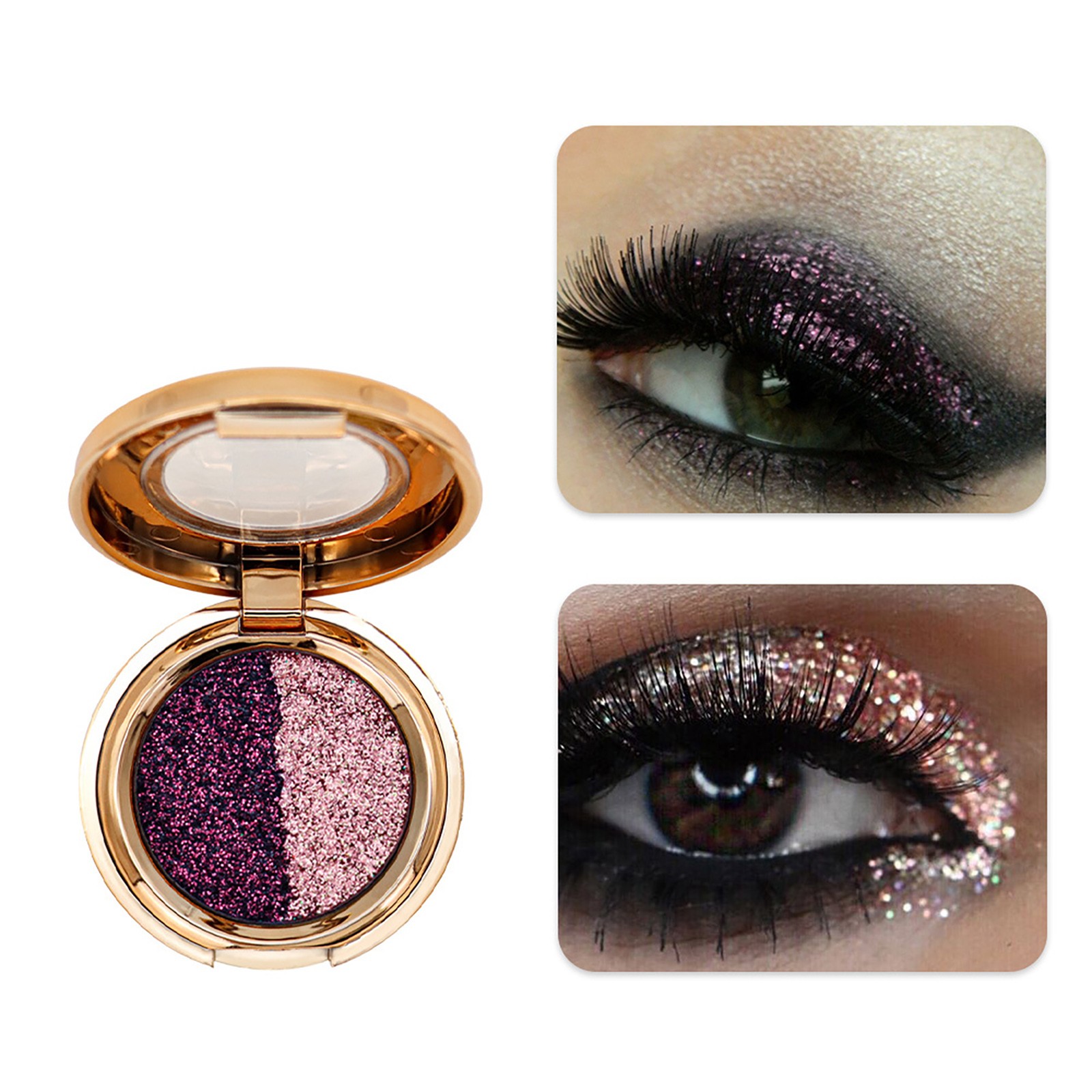 CBGELRT Smokey Eyeshadow Palette 2 Colors Glitter Pearlescent Metallic ...