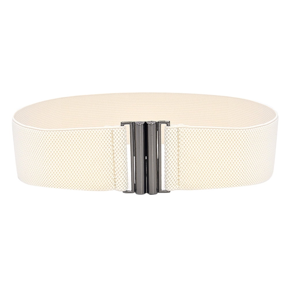 CBGELRT Wide Elastic Belts For Women Solid Canvas Belt Metal Buckle ...