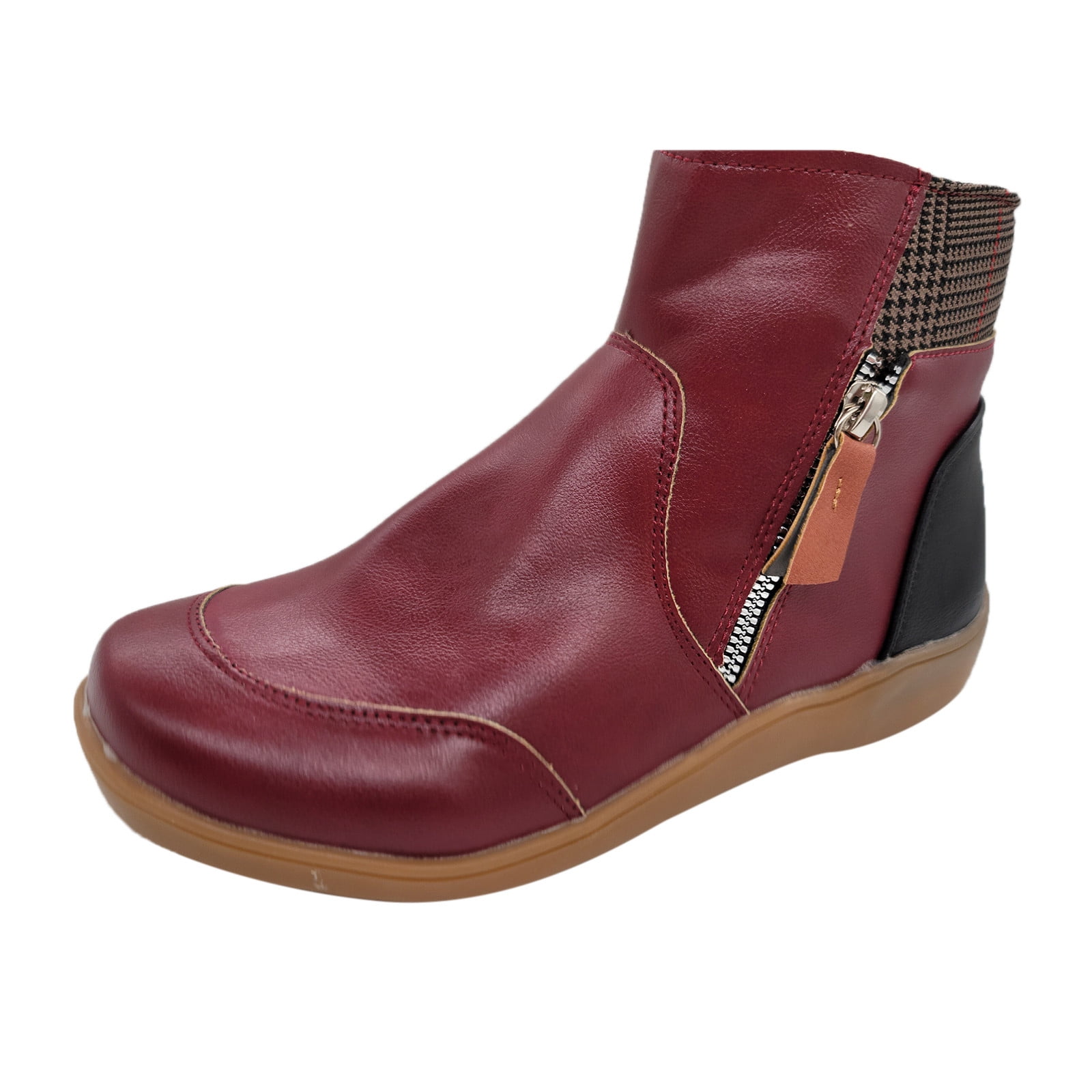 CBGELRT Western Cowgirl Boots for Women Vintage Flat Heel Double Zipper ...