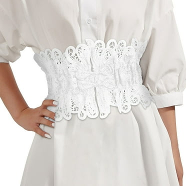 CBGELRT Wide Belts for Women PU Leather Elastic Belt Lace-up Tied Waist ...