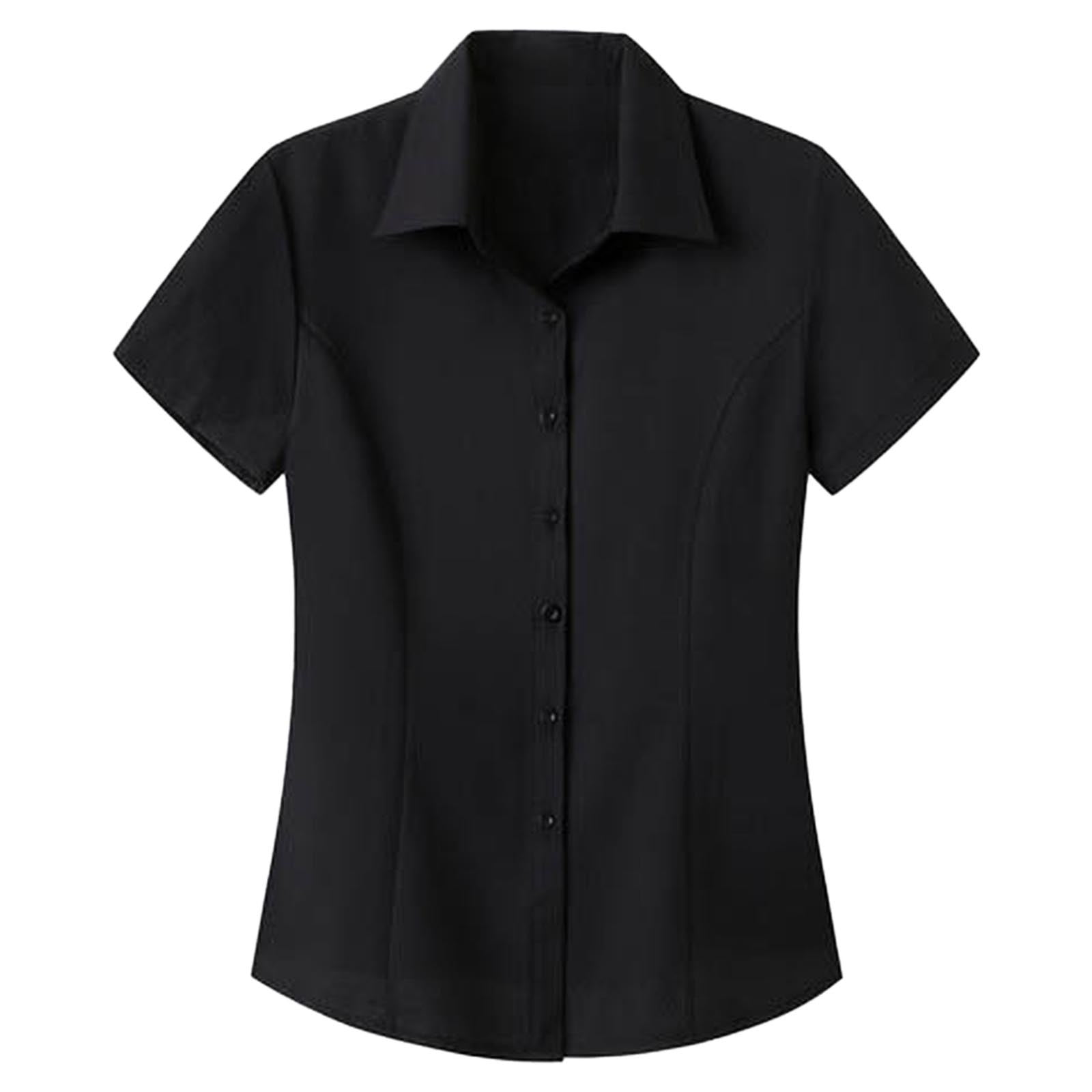 CBGELRT Womens Summer Tops 2023 Office Lady Basic Casual Solid Shirts ...