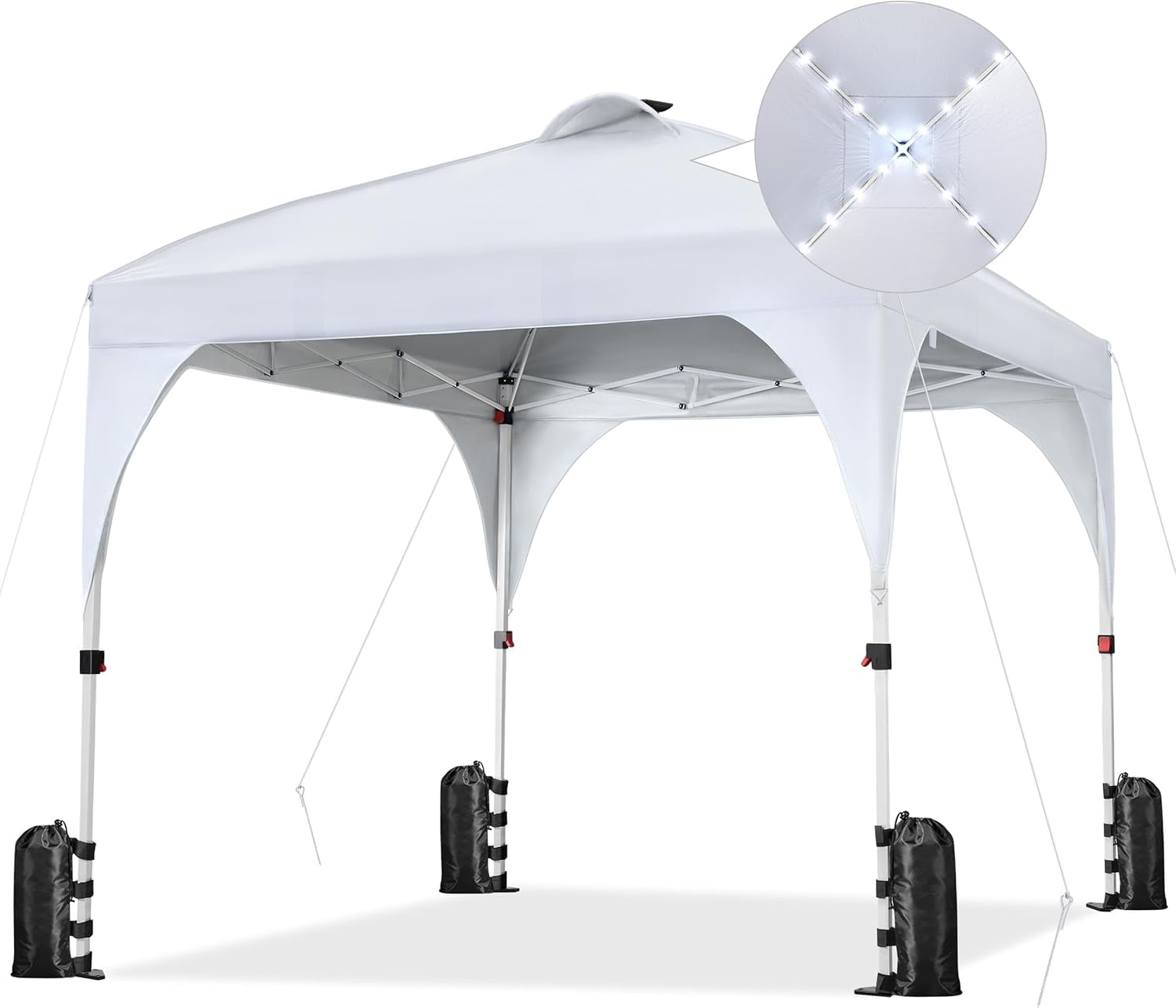 CBINGB 10x10 Pop Up Canopy Tent with Solar Power LED Lights, Outdoor ...
