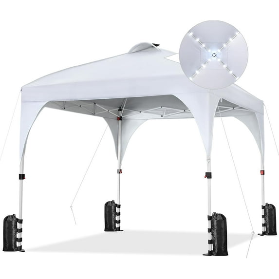CBINGB 10x10 Pop Up Canopy Tent with Solar Power LED Lights, Outdoor ...