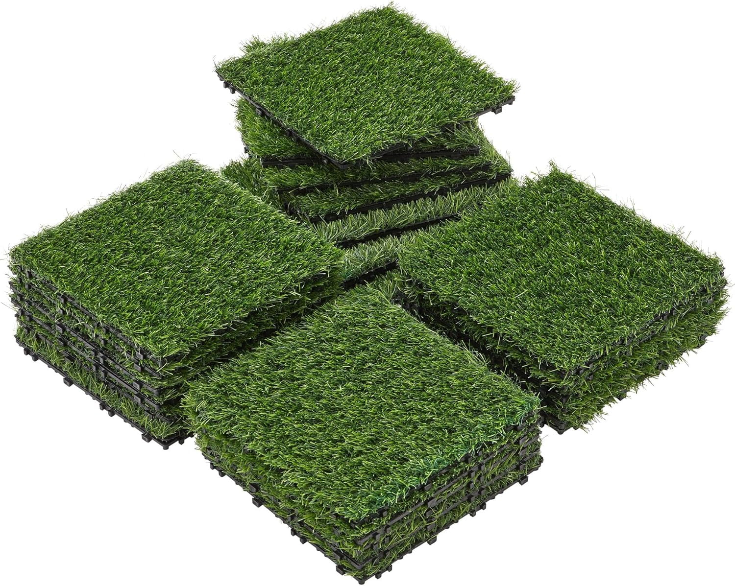 CBINGB 27PCS Turf Interlocking Deck Tiles Fake Grass Carpet Tiles Plant ...