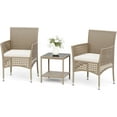CBINGB Outdoor 3 Piece Patio Furniture Set Wicker Chairs with Glass-top ...