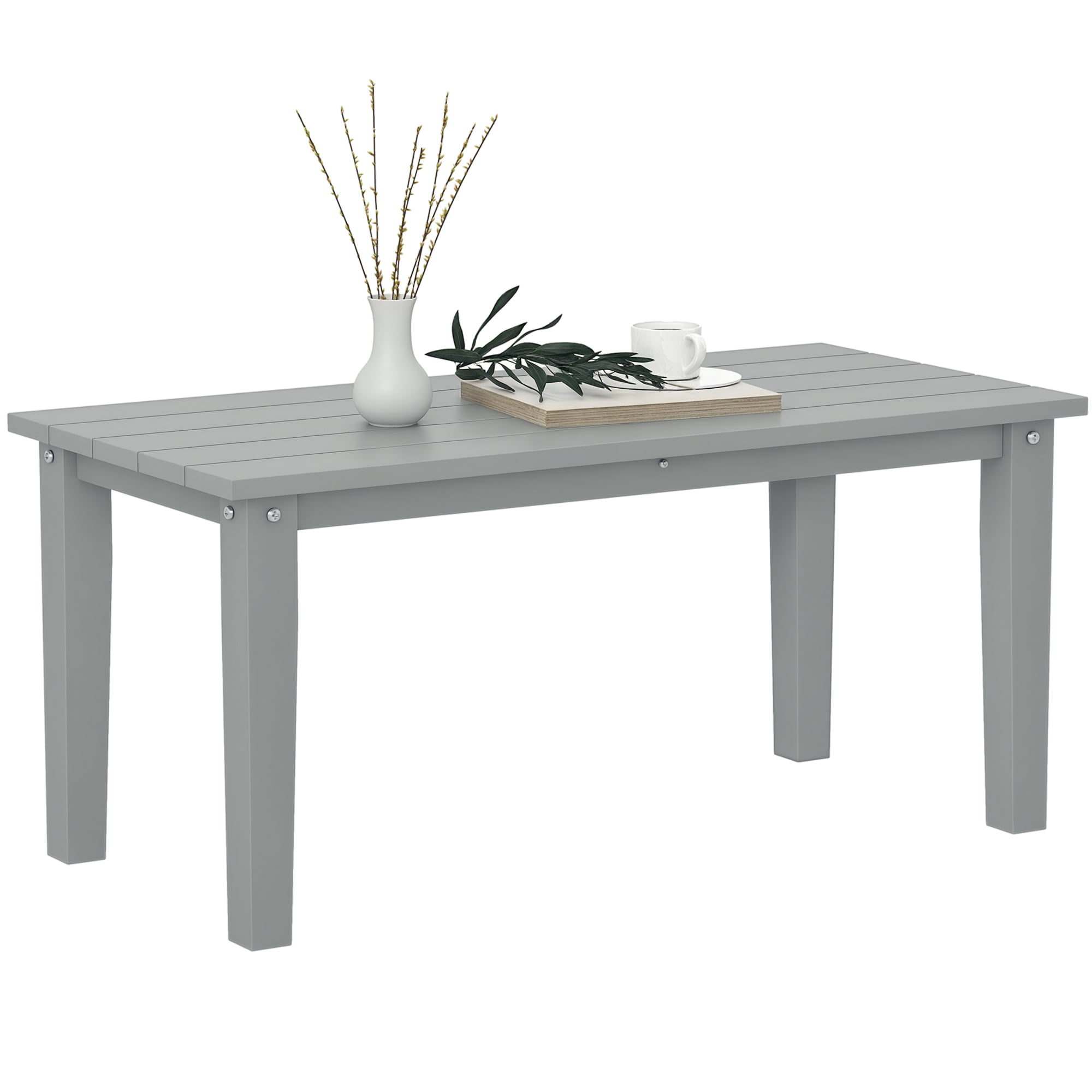 CBINGB Weather-Resistant Sleek HDPE Rectangle Slatted Patio Coffee ...