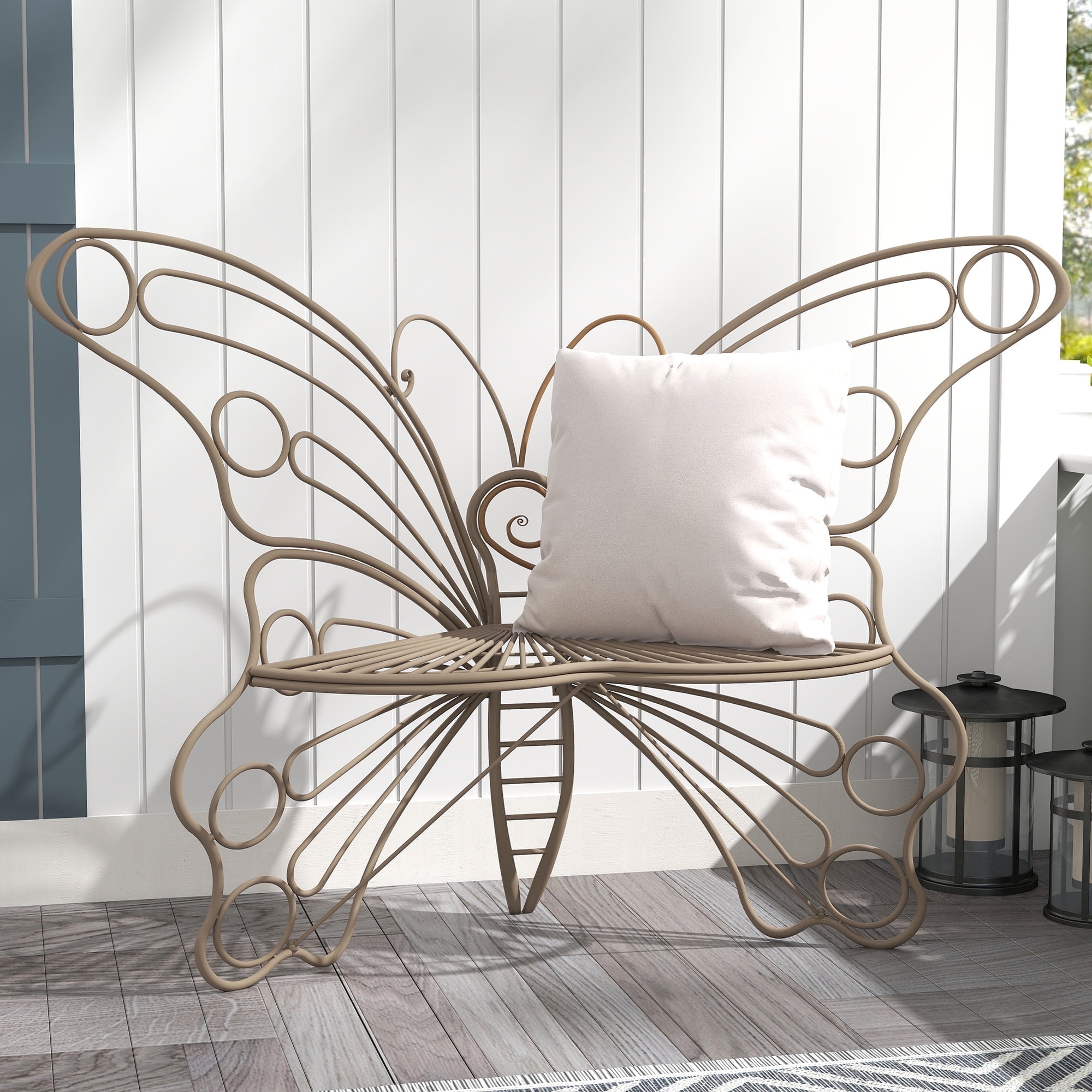CBJCBJ 50" Outdoor Metal Patio Bench-Butterfly Design Heavy-Duty ...