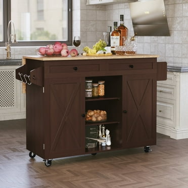 CBJCBJ 71.65" L Expandable Retractable Kitchen Island on Wheels with ...