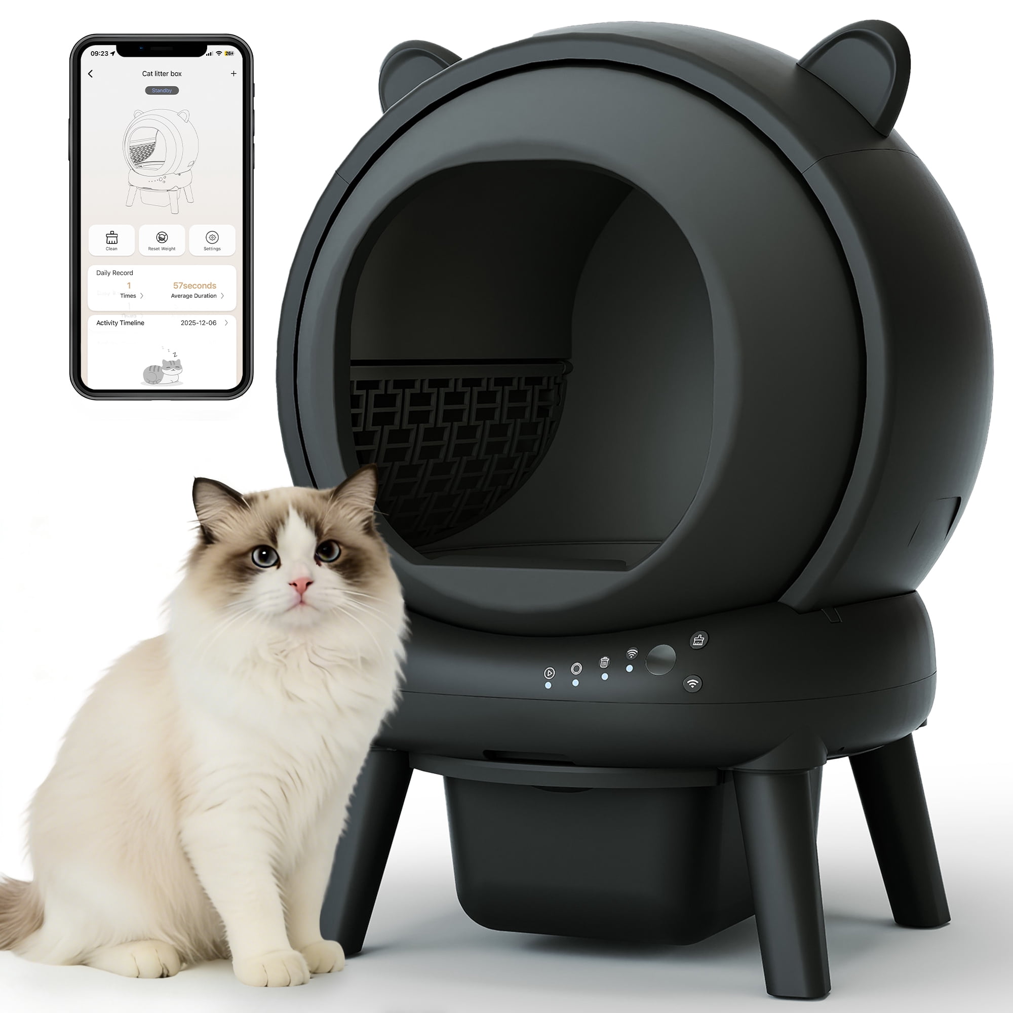 CBJCBJ 70L Smart Automatic Self-cleaning Cat Litter Box, Supports APP ...