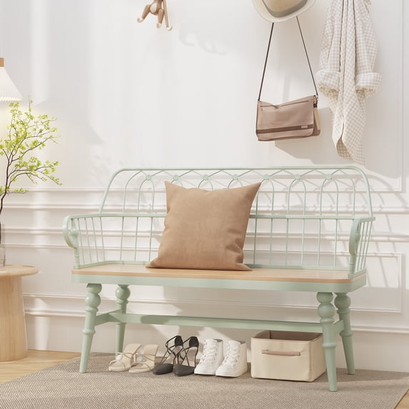 CBJCBJ Farmhouse Entryway Bench, Spindle Back Wooden Dining Benches for ...