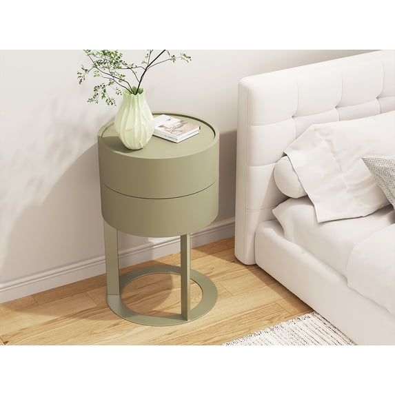 CBJCBJ Modern Round Nightstand with Drawer, 14.2" Bedside Table for ...