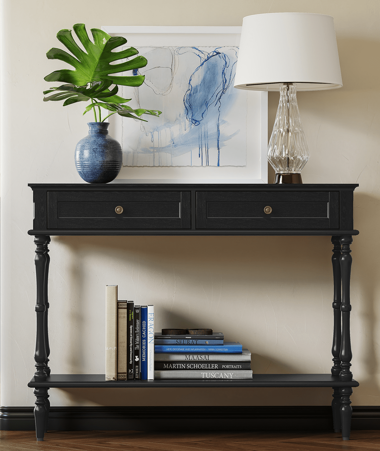 CBJCBJ40"Vintage Minimal Assembly Console Table with 2 Storage Drawers ...