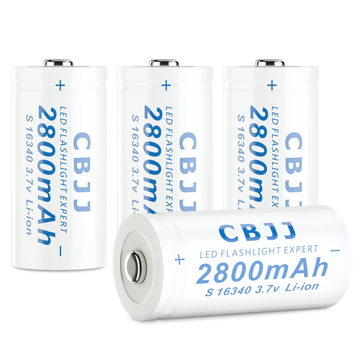 CBJJ 16340 3.7V Rechargeable Lithium Battery High Capacity - 4 Pack ...