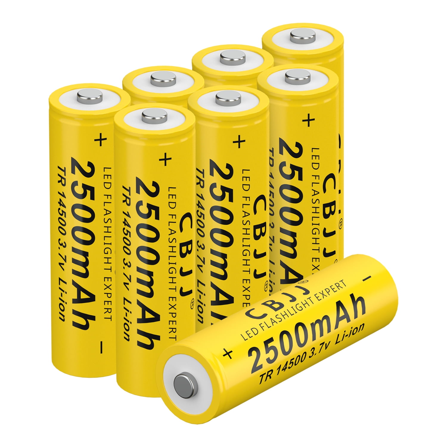 CBJJ 8 Pack 14500 3.7V 2500mAh Lithium Li-ion Rechargeable Battery ...