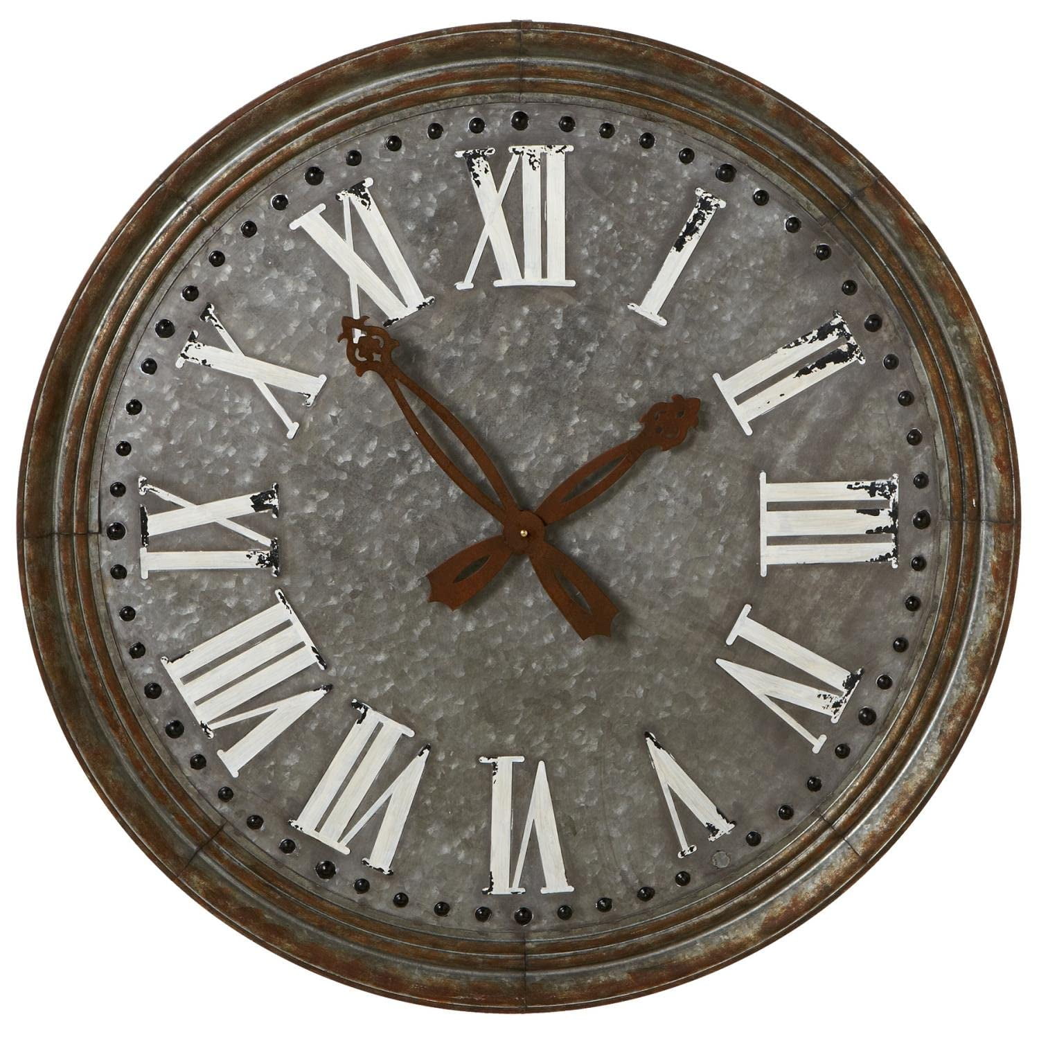 CBK Metal Round Galvanized Wall Clock with Rusted Hands 158151 ...