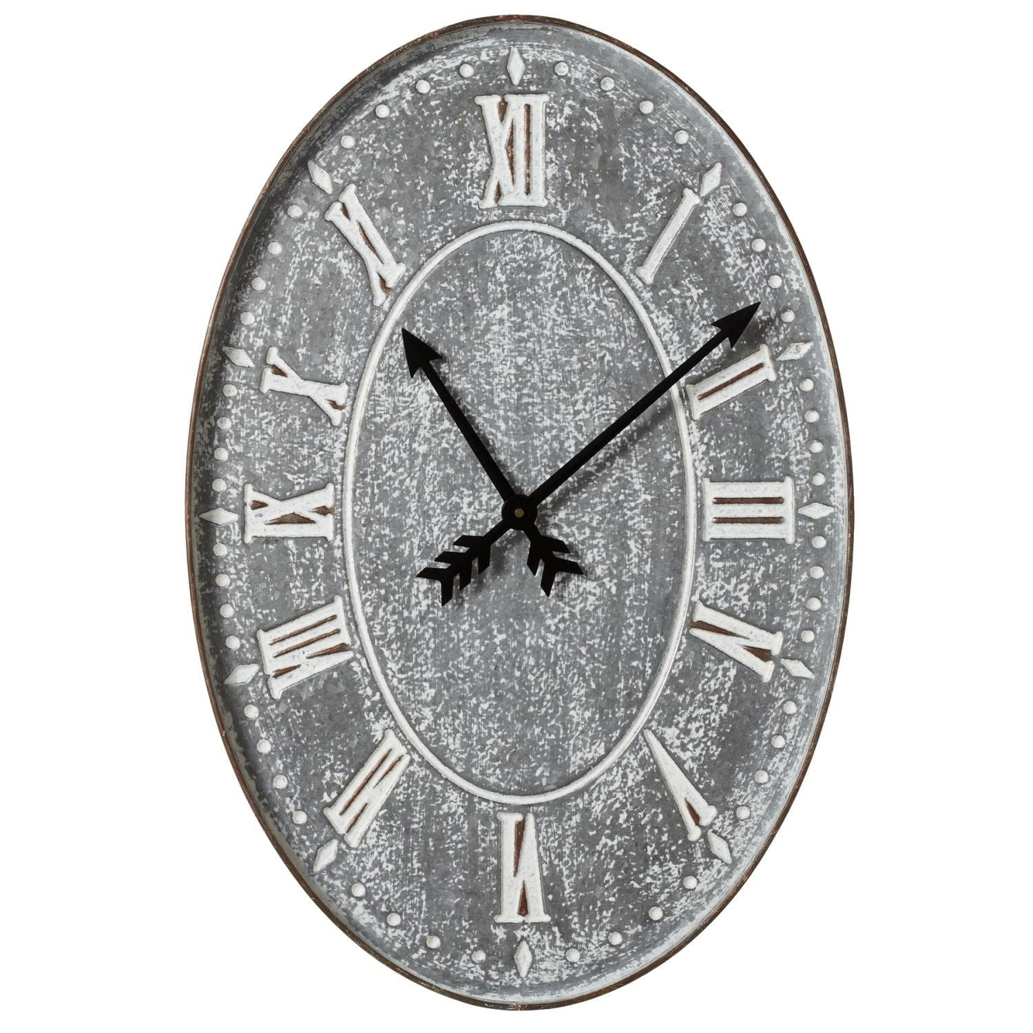 CBK Metal Washed Galvanized Oval Wall Clock 158366 - Walmart.com