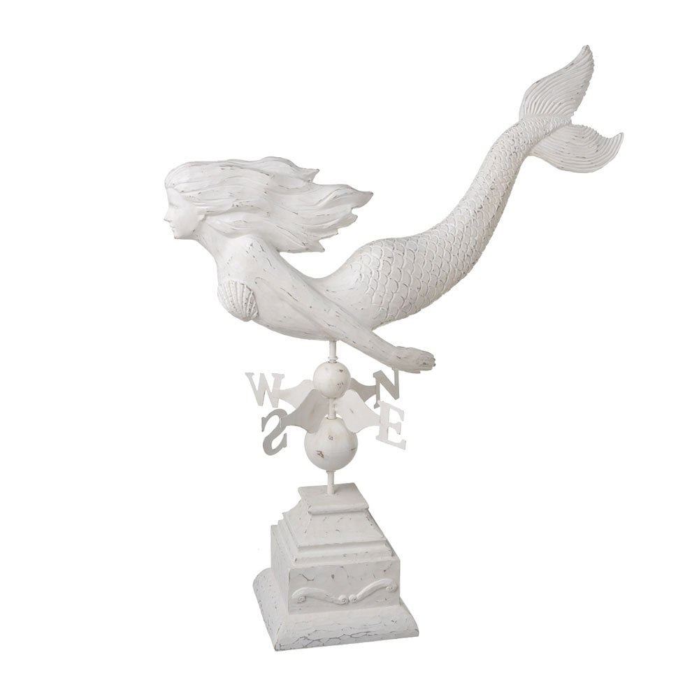 MIDWEST-CBK Resin and Metal Mermaid Decorative Weathervane, White ...