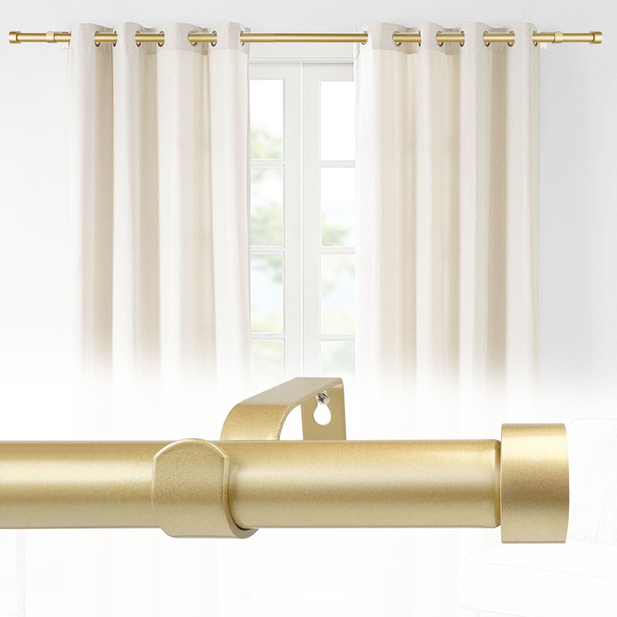 CBSRORO Metal Splicing Gold Curtain Rod for Windows Single Heavy Duty ...