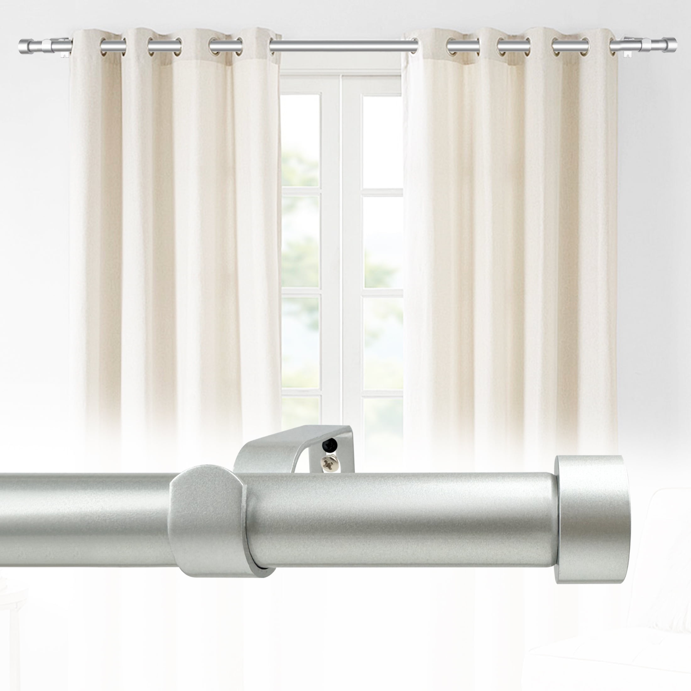 CBSRORO Metal Splicing Silver Curtain Rod for Windows Single Heavy Duty ...