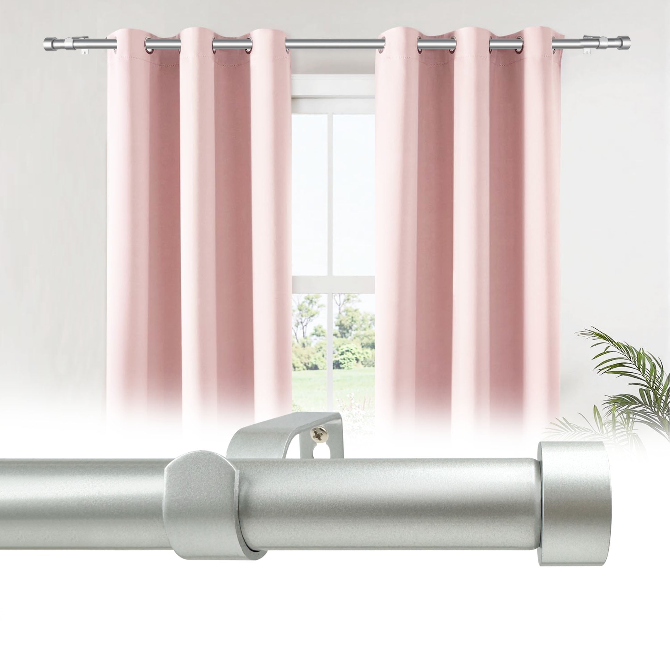 CBSRORO Metal Splicing Silver Curtain Rod for Windows Single Heavy Duty ...