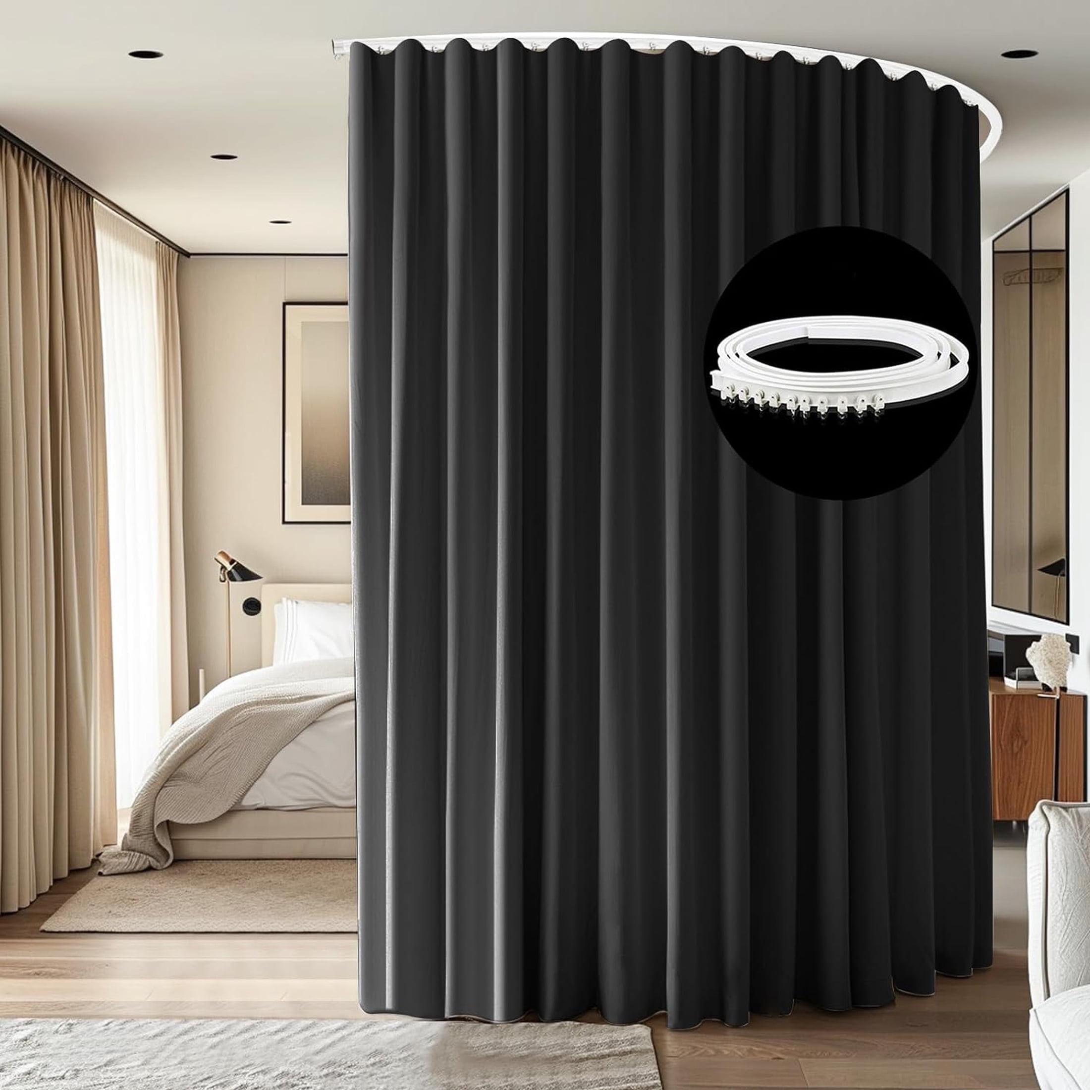 CBSRORO Room Divider Blackout Curtains with Ceiling Mounted Curtain ...