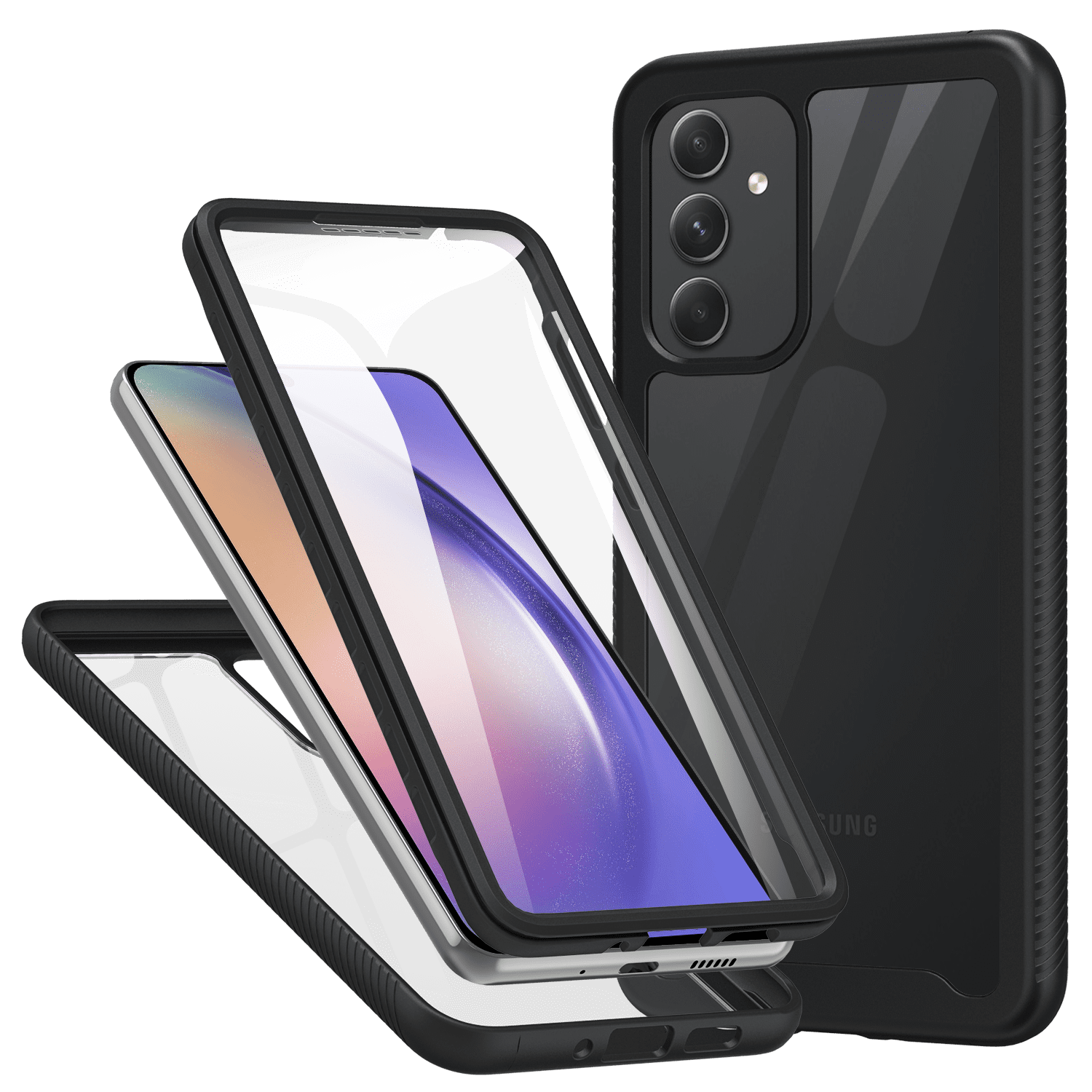 CBUS Heavy-Duty Phone Case with Built-in Screen Protector for Samsung Galaxy A54 5G (Black ...