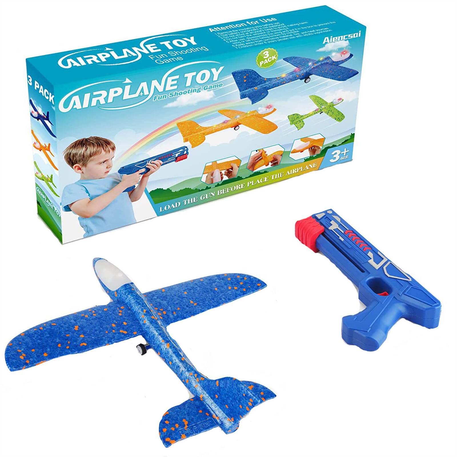 CBXZ LED Airplane Toys, 13.8 IN Large Foam Glider Catapult Plane ...