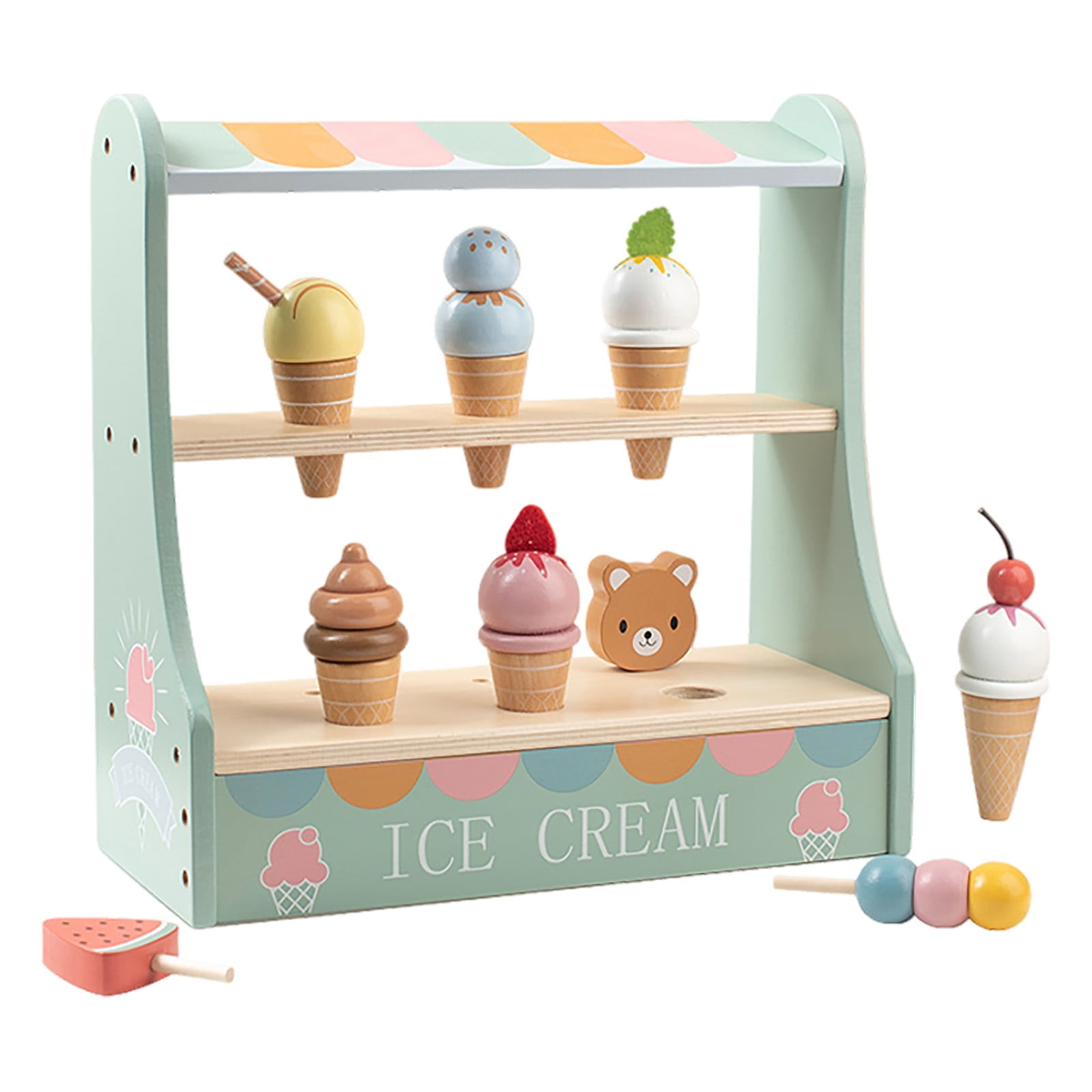 CBXZ Simulated Wooden Ice Cream Combination, Wooden Early Education ...