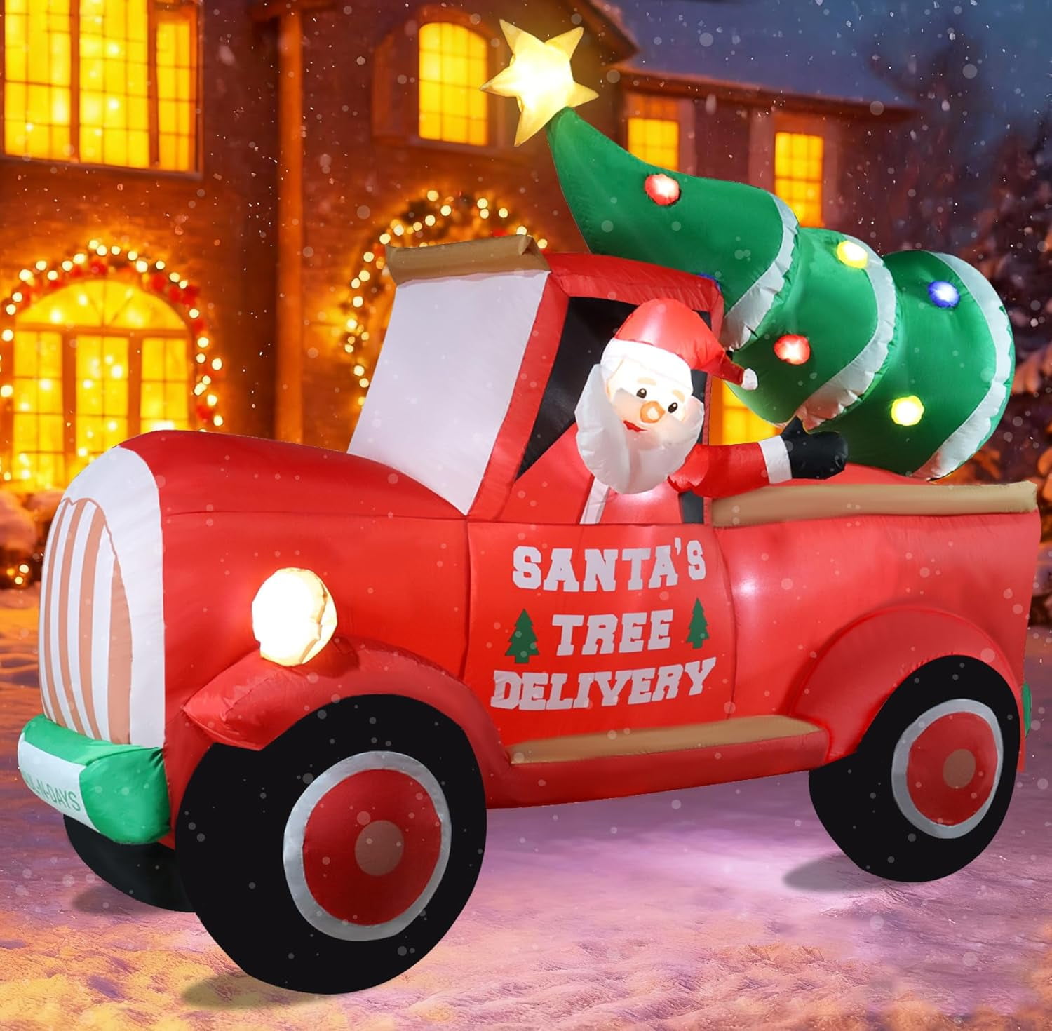 CBYZYFXY 7.5 FT Red Truck Christmas Inflatables Outdoor Decorations ...