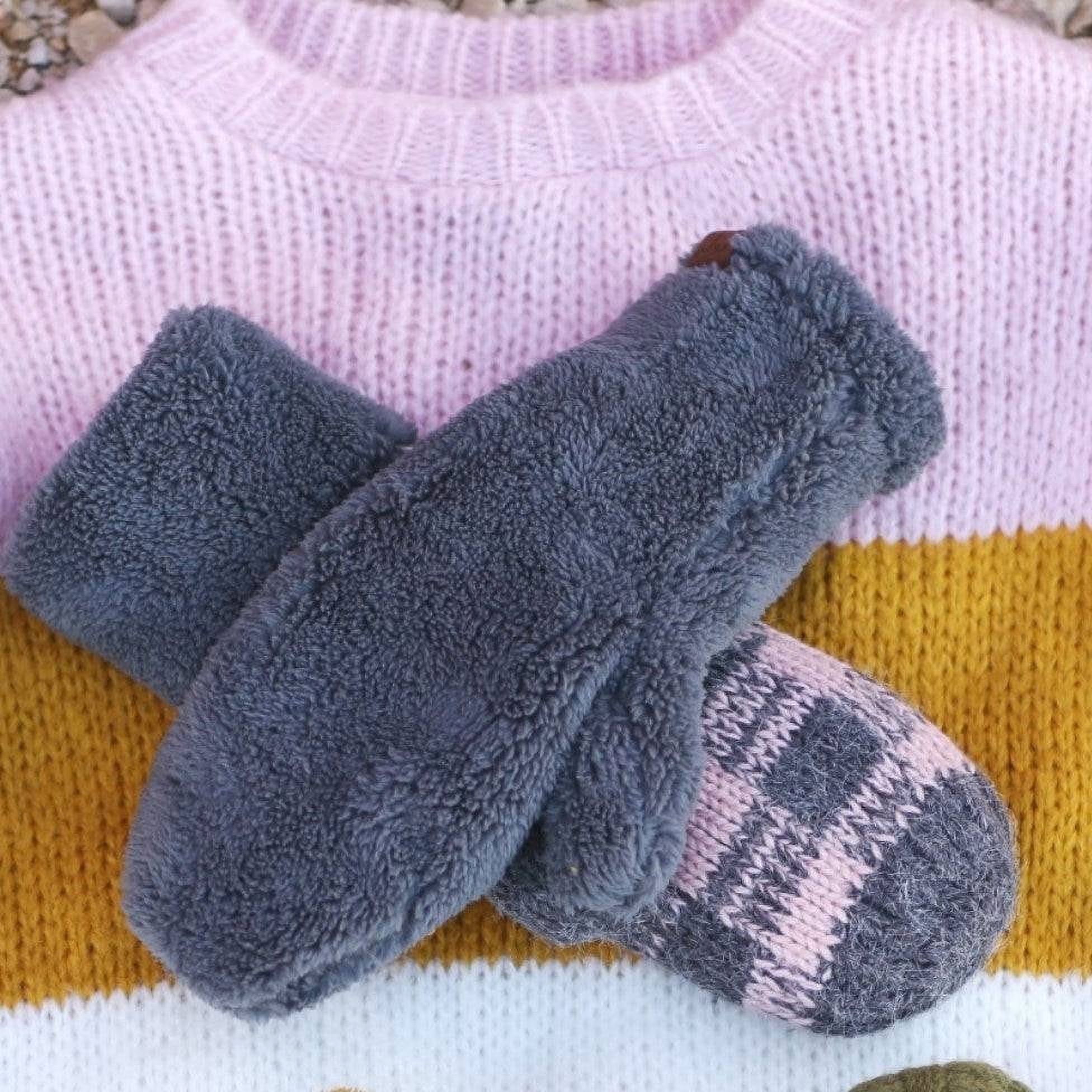 CC Brand Buffalo Plaid Sherpa Lined Mittens Dark Grey/Indi Pink ...