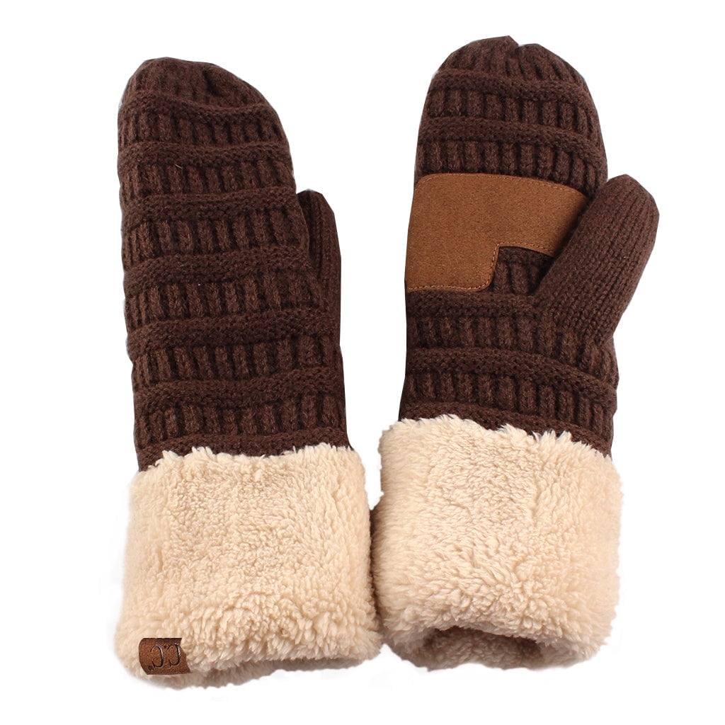 CC Brand Color Block Sherpa Lined Mitten Accessories Brown/Beige ...