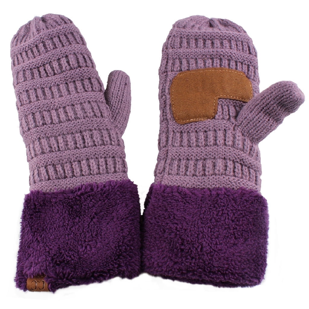 CC Brand Color Block Sherpa Lined Mitten Accessories Violet/Purple ...