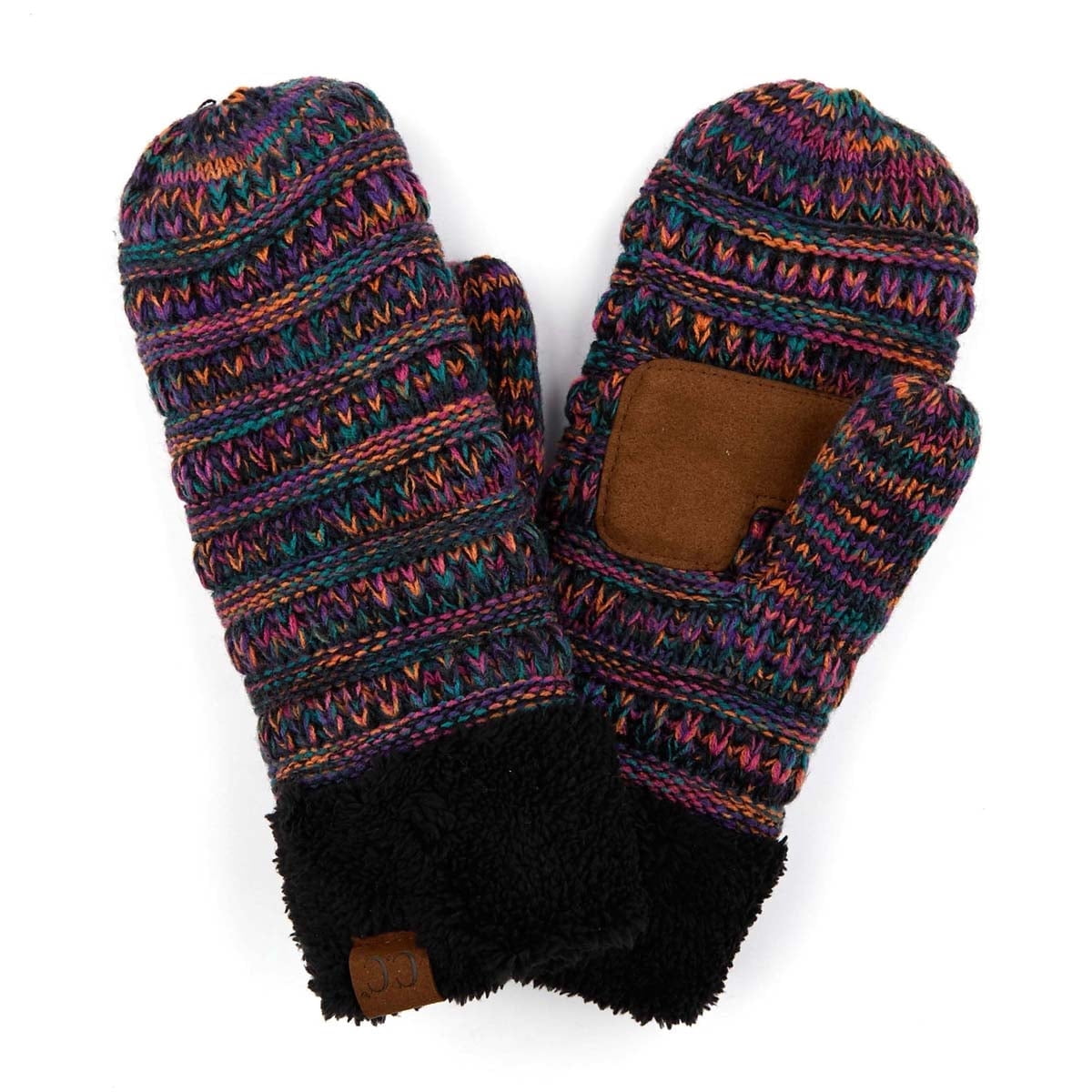 CC Brand Crafted Multi Lined Mittens #32 Black/Teal/Purple/Hot Pink ...