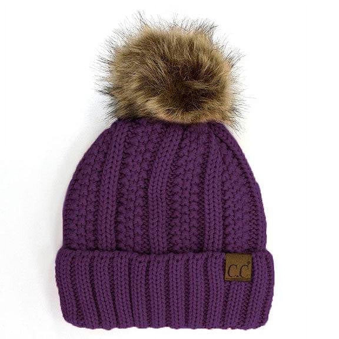 CC Brand Pom Thick Beanie Sherpa Lined Chunky Knit Stretch Women's ...
