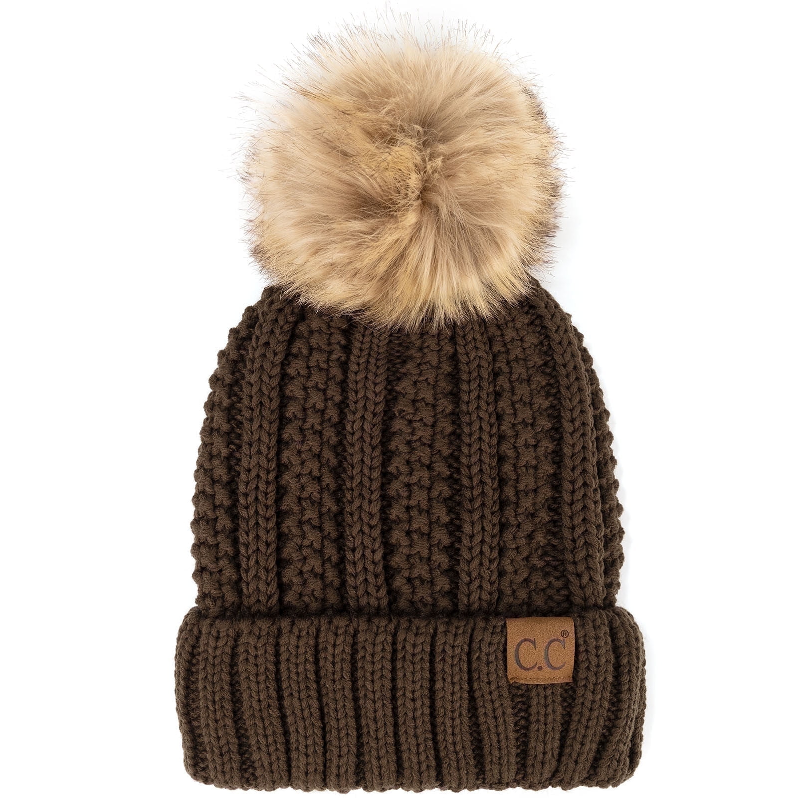 CC Brand Pom Thick Beanie Sherpa Lined Chunky Knit Stretch Women's ...