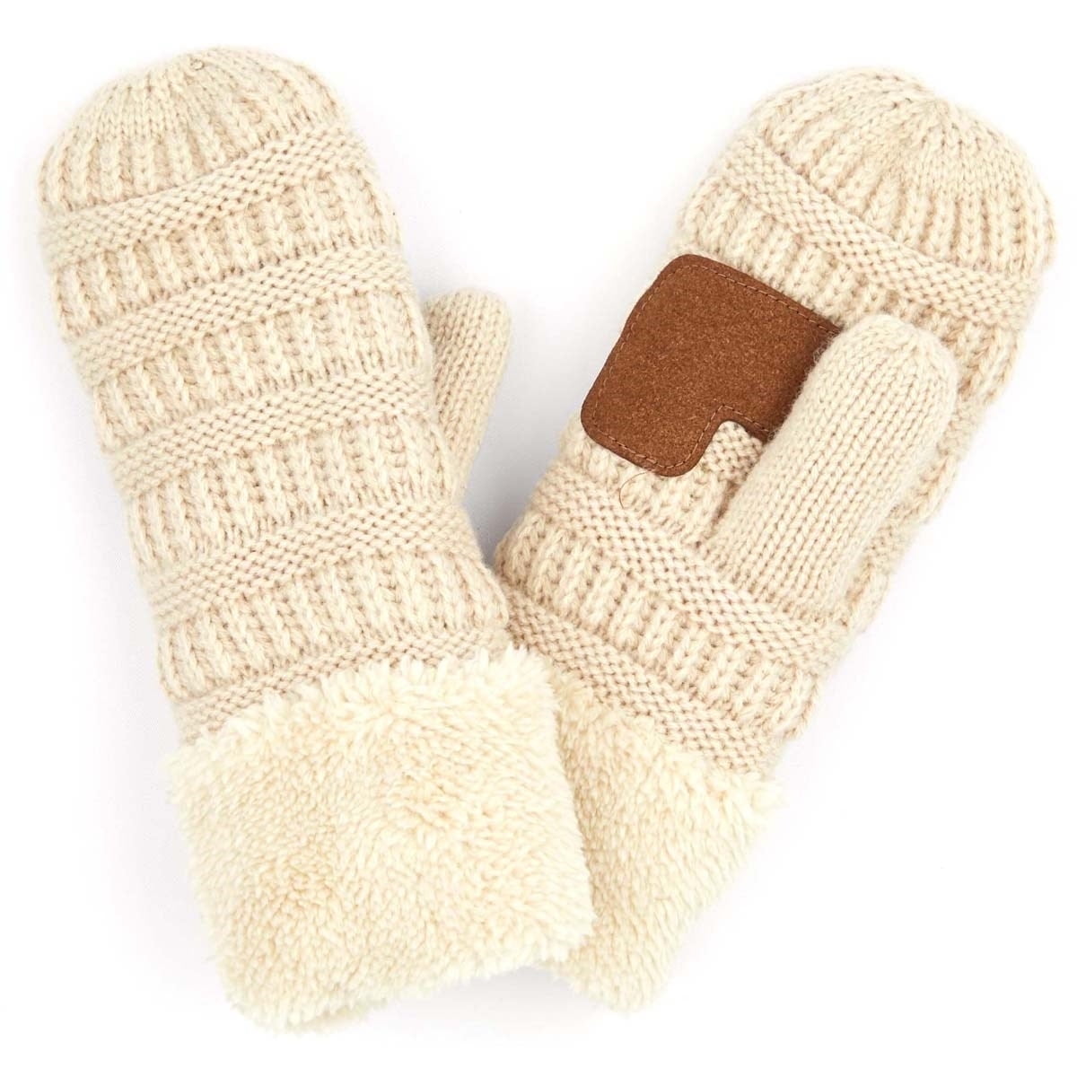 CC Brand Sherpa Lined Mittens Unisex Winter Accessories Beige - Walmart.com