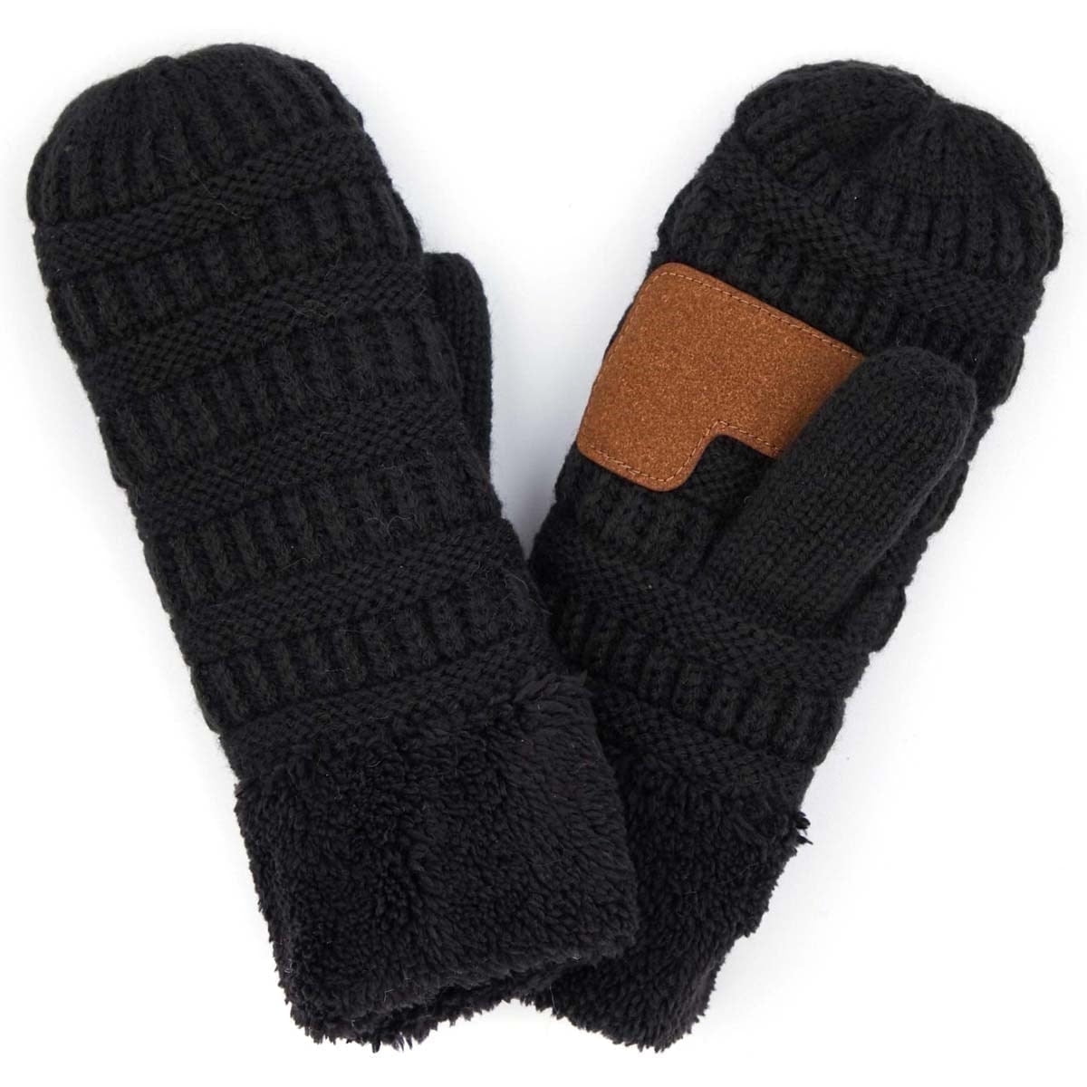 CC Brand Sherpa Lined Mittens Unisex Winter Accessories Black - Walmart.com