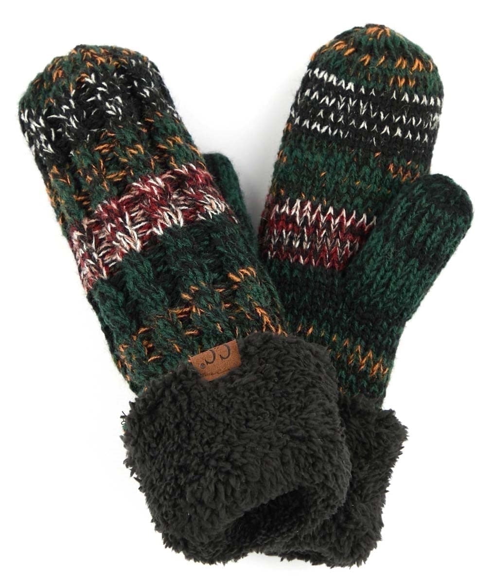 CC Brand Sherpa Lined Mittens Unisex Winter Accessories Hunter Green ...