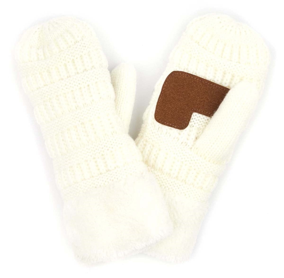 CC Brand Sherpa Lined Mittens Unisex Winter Accessories Ivory - Walmart.com