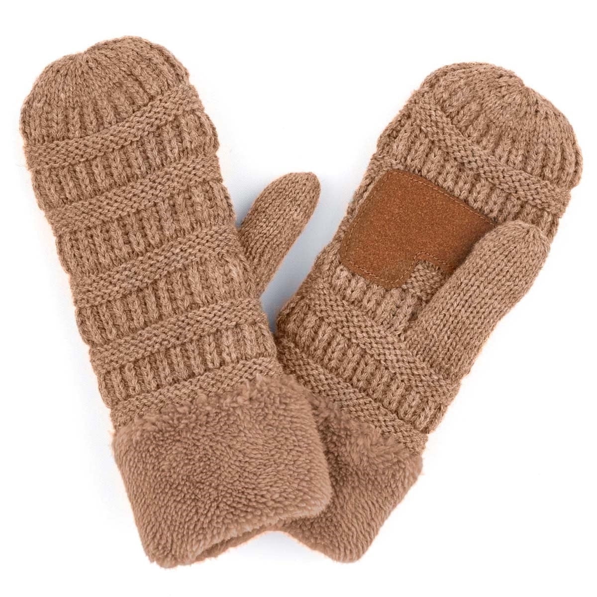 CC Brand Sherpa Lined Mittens Unisex Winter Accessories Taupe - Walmart.com