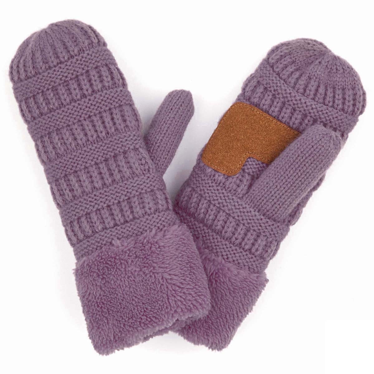 CC Brand Sherpa Lined Mittens Unisex Winter Accessories Violet ...
