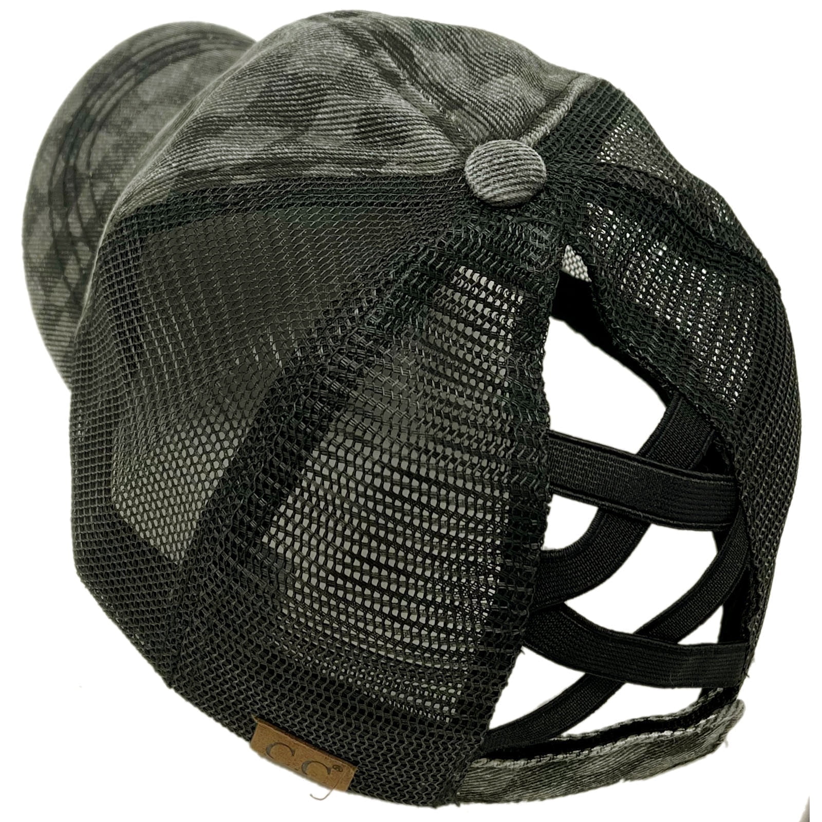 CC Check Print Criss-Cross Elastic Back Women's Ponytail Dad Cap Hat ...